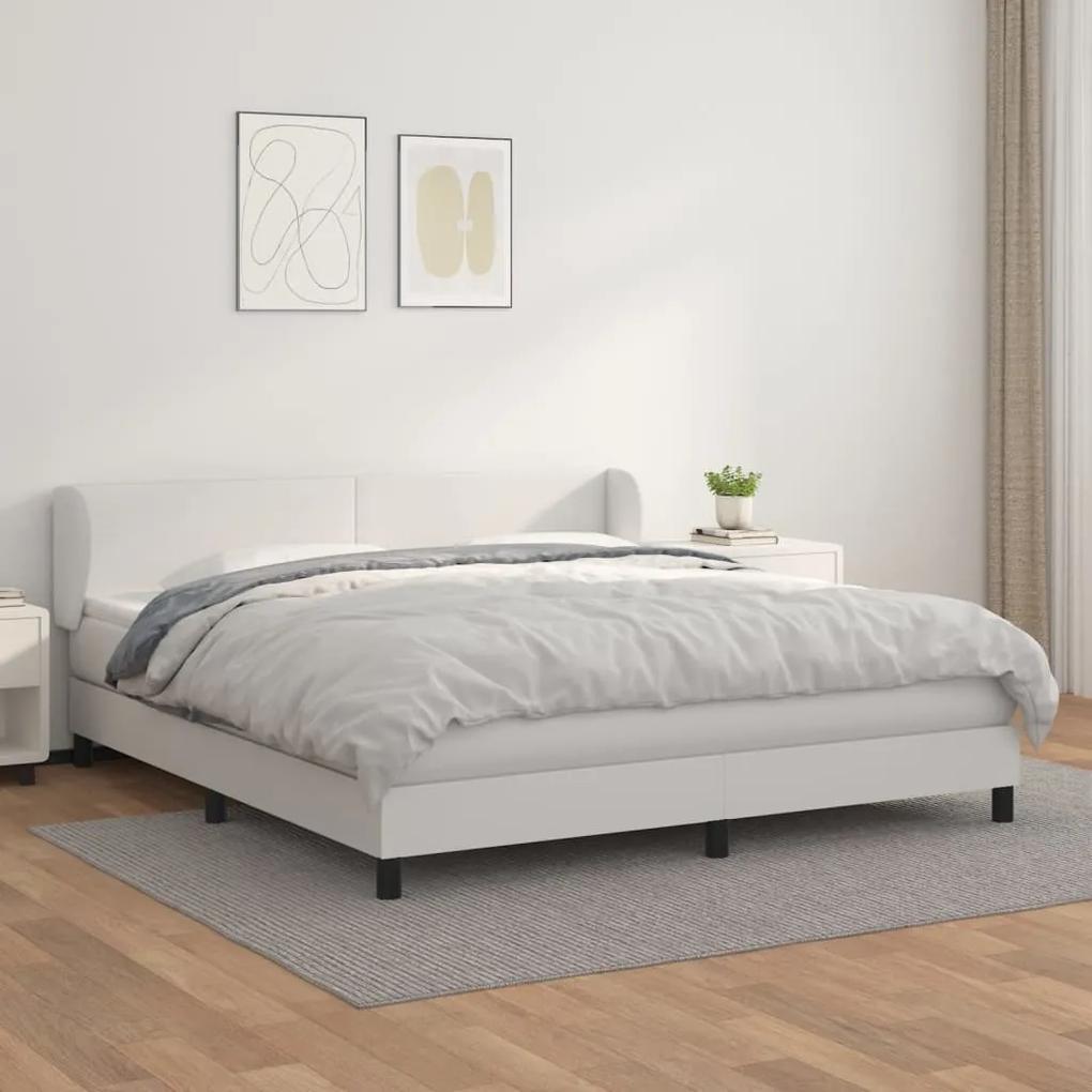 Box spring postel s matrací bílá 160x200 cm umělá kůže,  3127200
