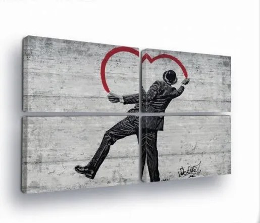 Obraz 120x80 Banksy street-art graffiti srdce láska městské umění emoce