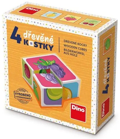 Dino Dřevěné kostky Ovoce 4 ks