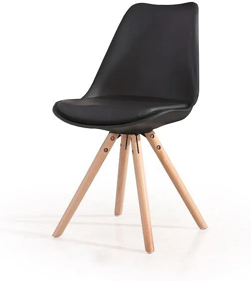 Jídelní židle Niria 3 - černá, masiv buku + PVC + ekokůže, černá