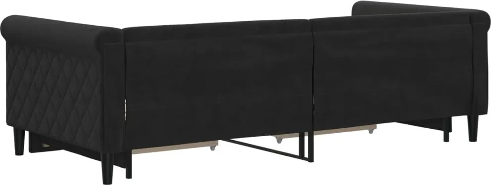 Válenda s přistýlkou a zásuvkami černá 90 x 200 cm samet 3197823