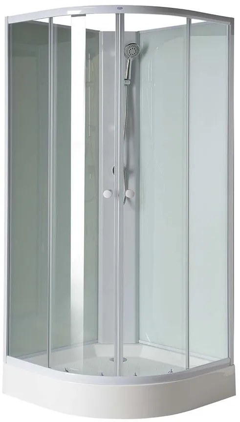 AIGO čtvrtkruhový sprchový box 900x900x2060 mm, bílý profil, čiré sklo YB93