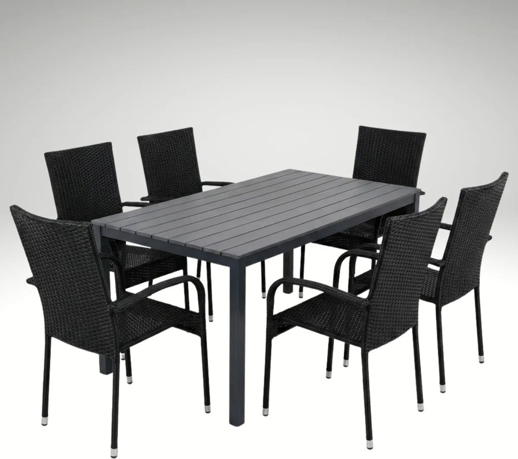 Vikio Zahradní ratanový set 150x90 pro 6 osob DT276-S šedý