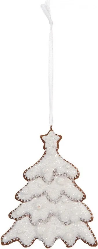 Závěsná dekorace zasněžený perníkový stromeček Frosted Ginger - 9*1*10 cm