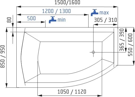 Santech Fiona rohová vana 160 x 95 pravá SAFIO160P