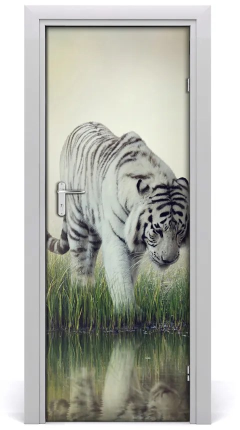 Samolepící fototapeta na dveře Bílý tygr 75x205cm
