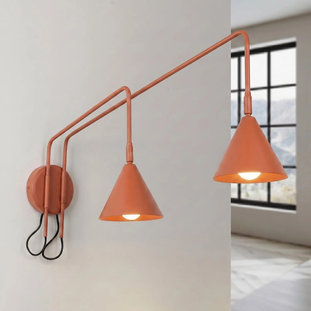 Sollux Lighting Nástěnné svítidlo NOX 2 okrově červené s vypínačem