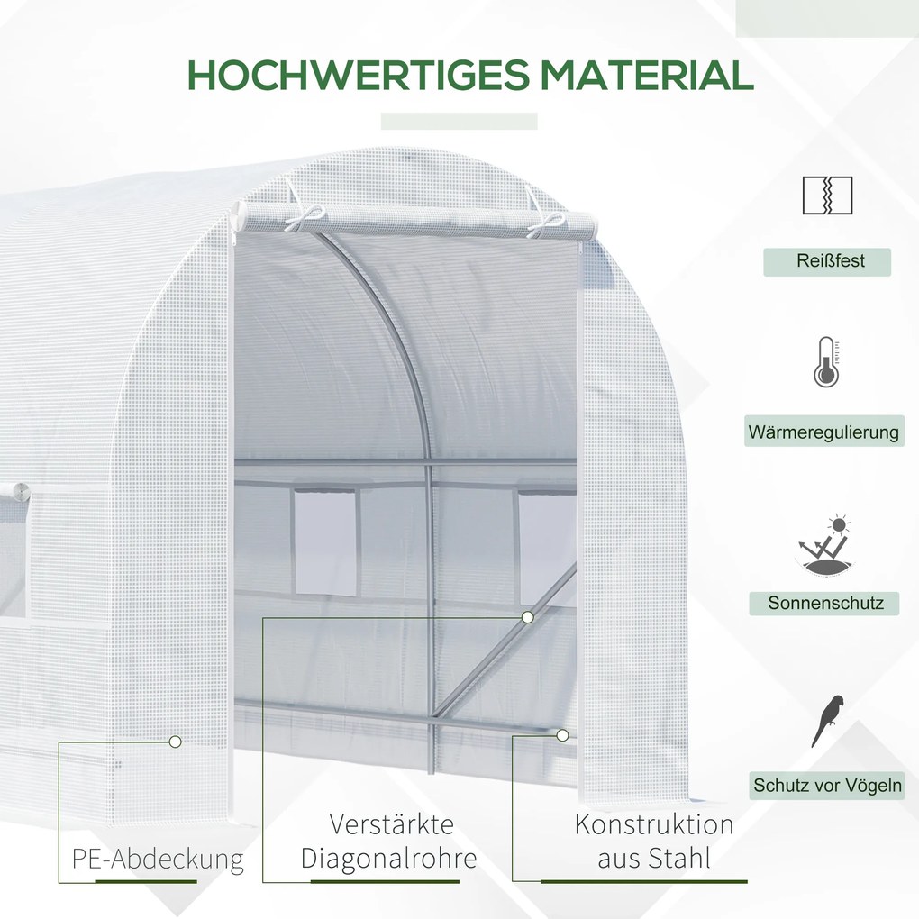 Fóliový skleník Outsunny 450x200x200 cm, robustní skleník s fólií odolnou proti UV záření | Aosom.de