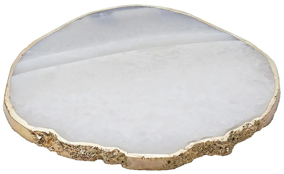CRYSTAL Podtácek z drahých kamenů 10 cm - bílá