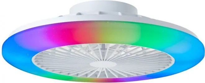 Brilliant G60020/05 Stmívatelné LED svítidlo SALERNO BÍLÉ & reverzní VENTILÁTOR + funkce LED