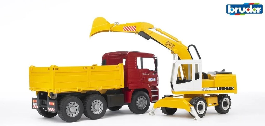Auto bruder man tga nákladní auto s liebherr bagrem