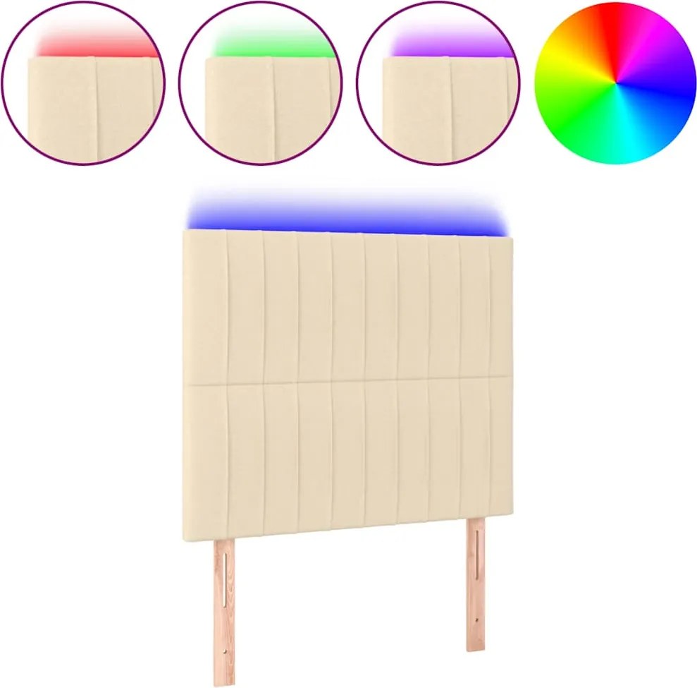 Čelo postele s LED krémové 100x5x118/128 cm textil 3122657