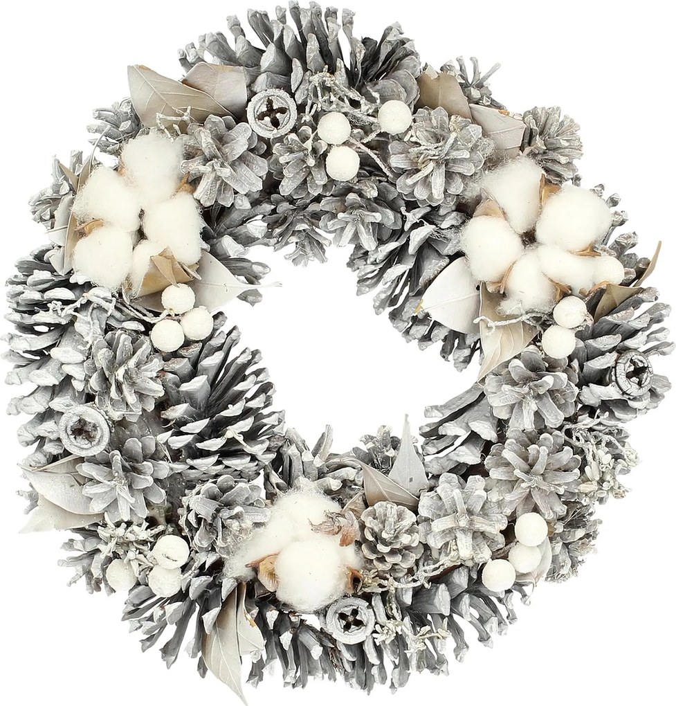 Věnec Winter Cone ⌀30cm silver