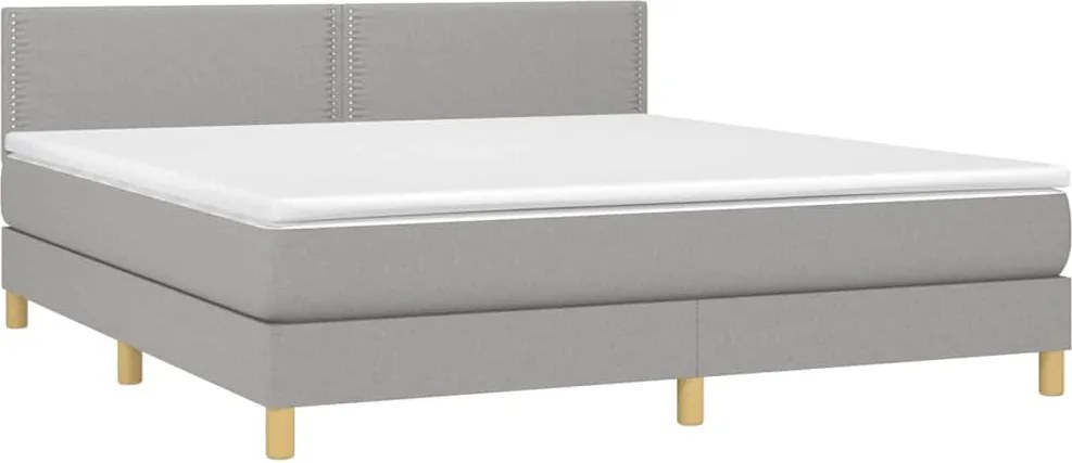 Box spring postel s matrací a LED světle šedá 180x200 cm textil 3133653