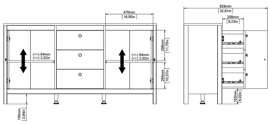 Bílá nízká komoda 151x80 cm Madrid – Tvilum
