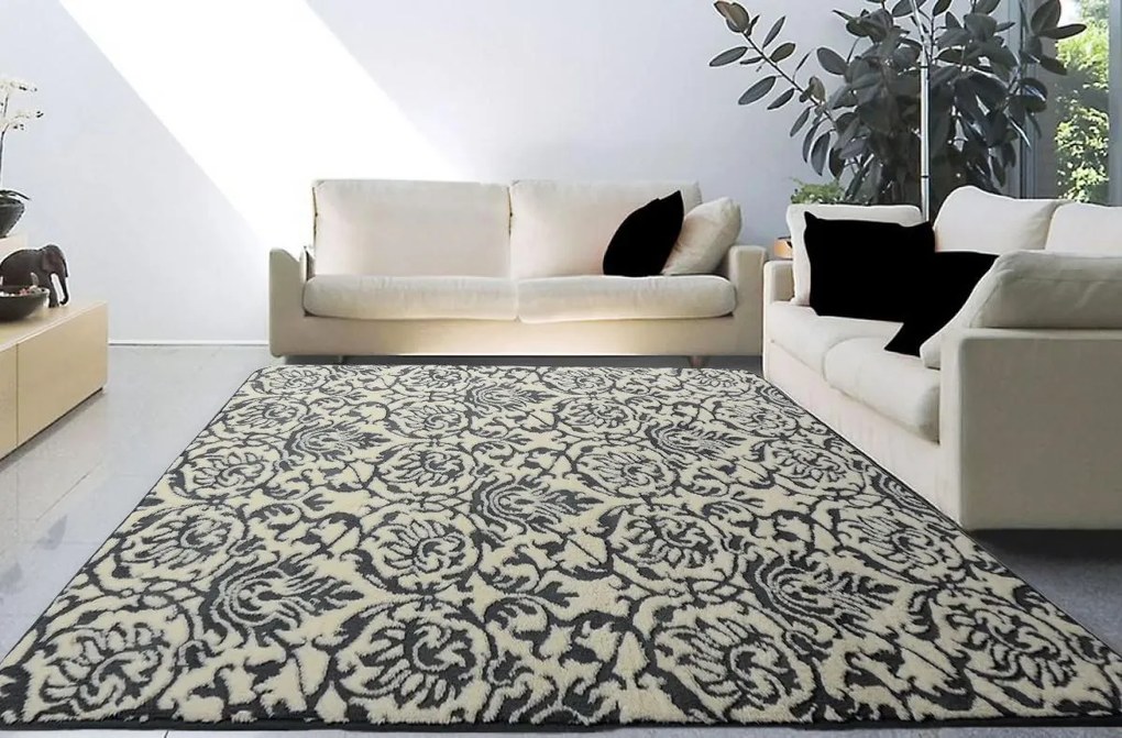 Tutumi Barcelona, ​​plyšový 3D koberec 140x200cm, šedá, SHG-04004