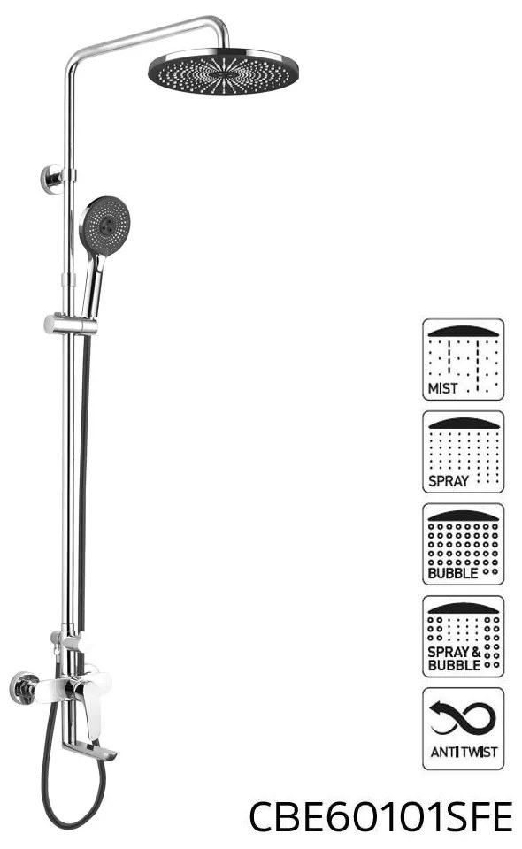 Mereo Eve sprchová souprava nástěnná baterie 150 mm hlavová sprcha černá CBE60101SFE