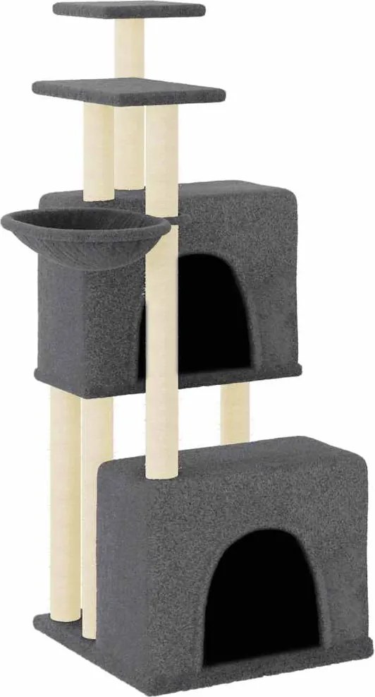 Škrabadlo pro kočky se sisalovými sloupky tmavě šedé 122 cm 172054