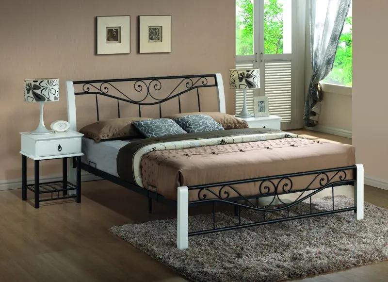 Casarredo Manželská postel 160x200 cm v bílé a černé barvě s roštem KN291