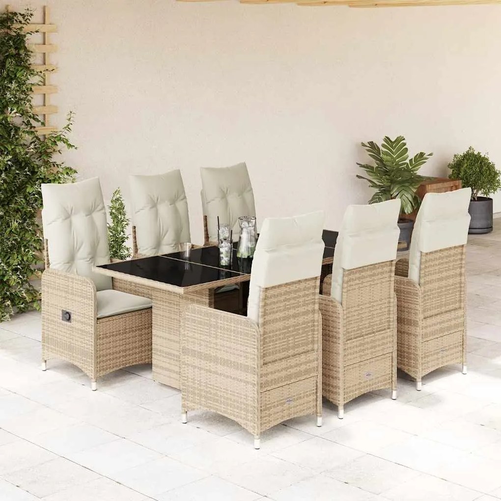 7dílný zahradní bistro set s poduškami béžový polyratan 3277104