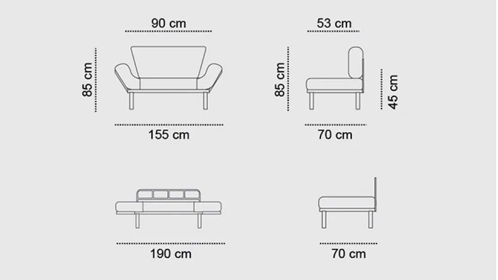 Atelier del Sofa 2-místná pohovka Nitta - Brown, Hnědá