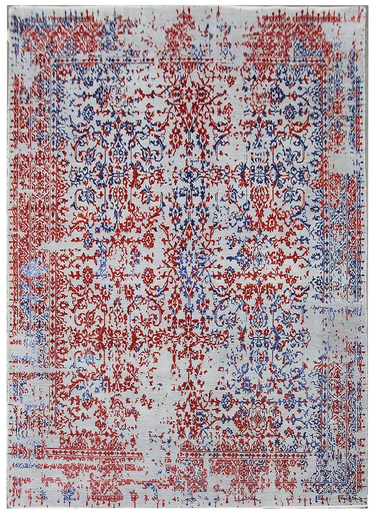 Diamond Carpets India, Ručně vázaný kusový koberec Diamond DC-JKM Silver/blue-red, 180x275, červená, chodba / předsíň