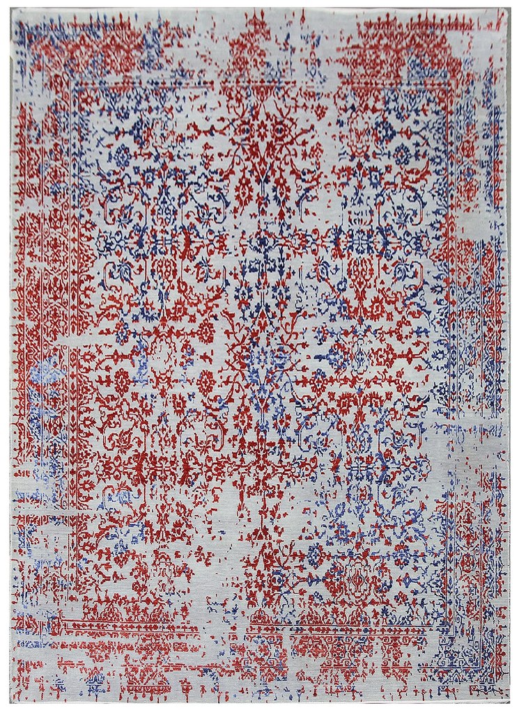 Diamond Carpets koberce Ručně vázaný kusový koberec Diamond DC-JKM Silver/blue-red - 120x170 cm