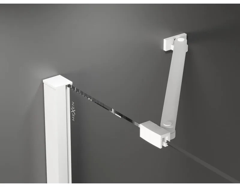 Mexen Velar Duo, sprchový kout s posuvnými dveřmi 100 x 100 cm, 8mm šedé sklo, bílá matná, 871-100-100-42-20