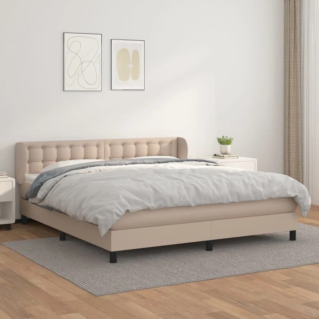 Box spring postel s matrací cappuccino 180 x 200 cm umělá kůže 3127330
