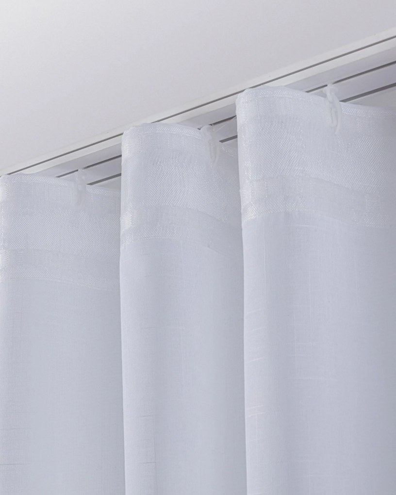 Záclona na řasící pásce Wave barva bílá látka poloprůhledná, pletený vzor