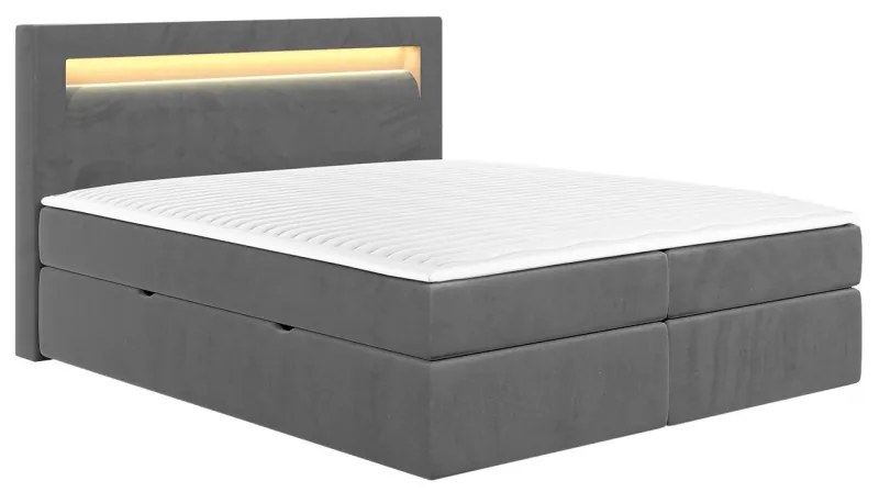 Kontinentální postel s osvětlením Uranos, Rozměr postele: 140 x 200 cm, Potah: Ekokůže Soft 017 (bílá)