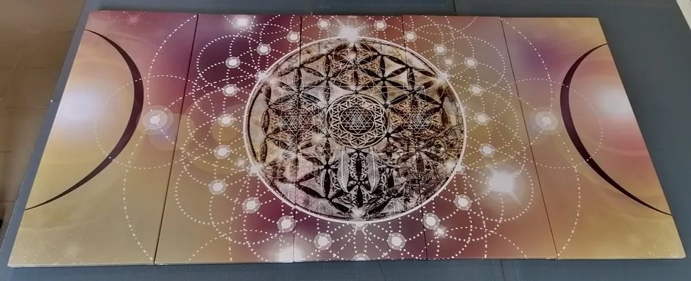 5-dílný obraz okouzlující Mandala - 200x100 cm