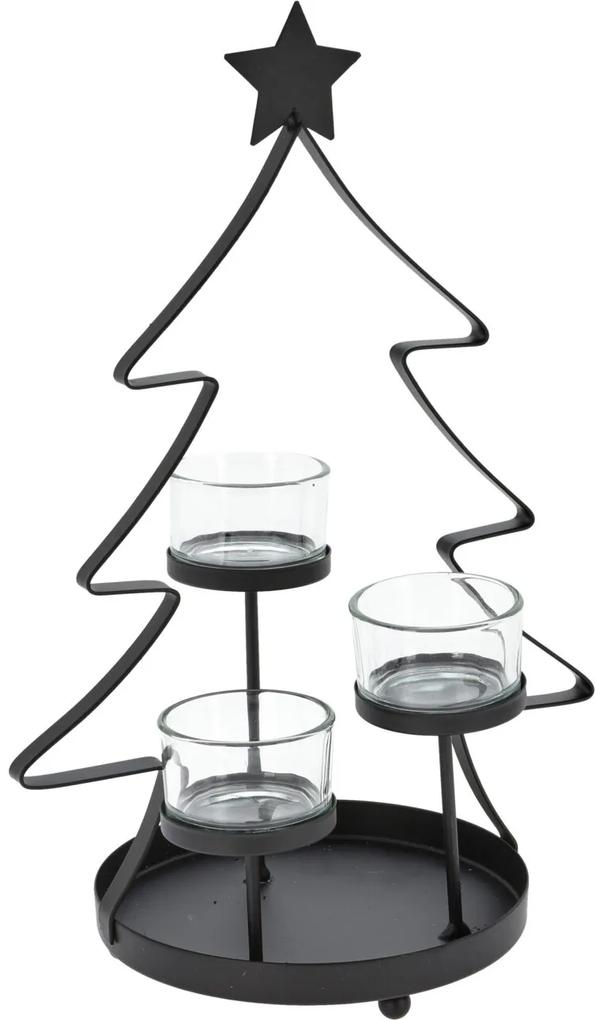 Home Styling Collection Držák na čajové svíčky v podobě vánočního stromku, 29 cm
