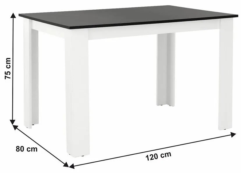 Tempo Kondela Jídelní stůl KRAZ 120x80, bílá/černá