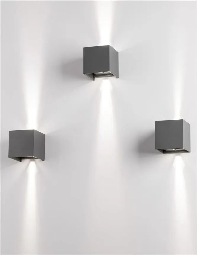NV 847407 Venkovní nástěnné svítidlo COMO tmavě šedý hliník LED 2x3W 3000K 3000K 220-240V nastavitelný úhel 0-90st. IP54 - NOVA LUCE