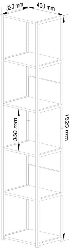 Industriální regál Lamon 40 cm černý/dub sonoma
