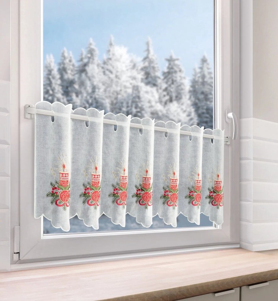 KRÁTKÁ ZÁCLONA NA POUTKÁCH XMAS15 145X40 CM VZOROVANÁ