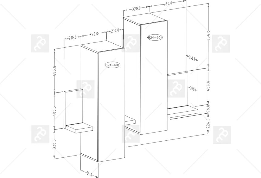 Obývací stěna Bota 09 Bílý - Beton Colorado 2484FG
