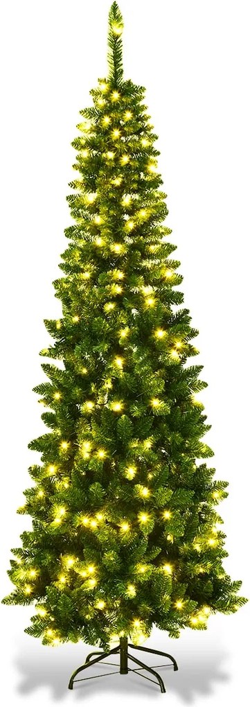 Costway 225 cm vánoční stromek Vysoce kvalitní PVC jehly Vánoční stromek