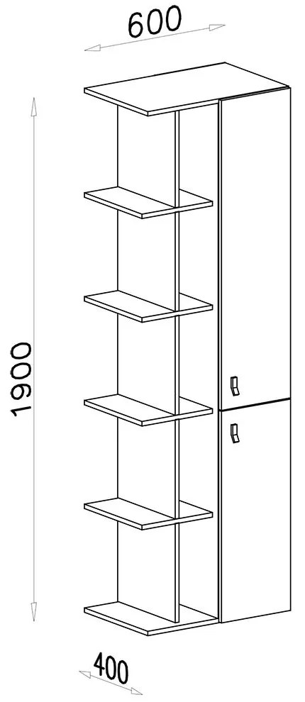 PLANET m | regál PL5 | 60 cm | modrá/dub/bílá