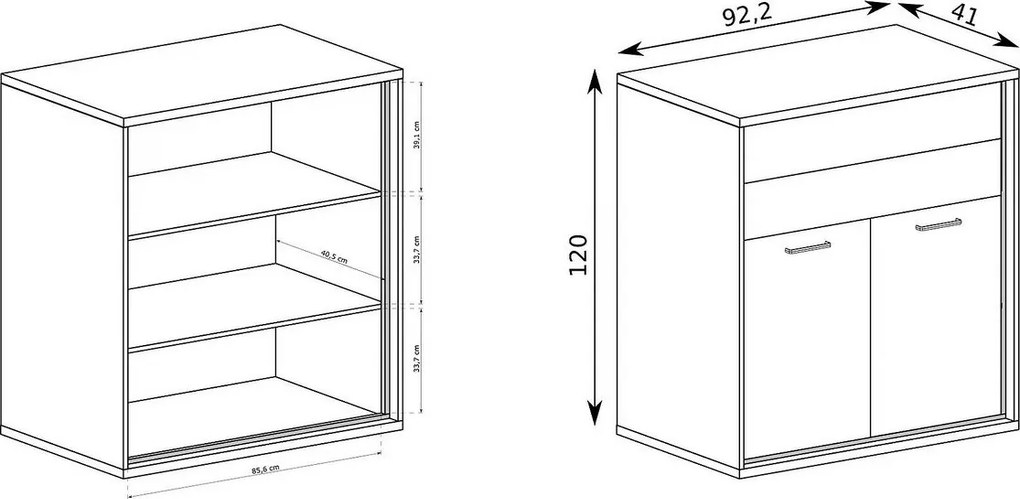 Casarredo - Komfort nábytek Komoda 2D2S PILETAS M-6 dub hickory