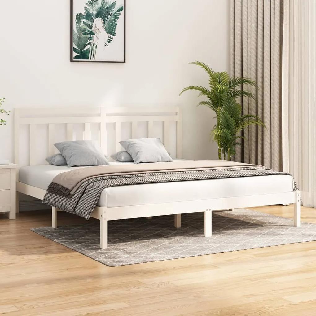 Rám postele bílý masivní dřevo 200 x 200 cm,  3105271