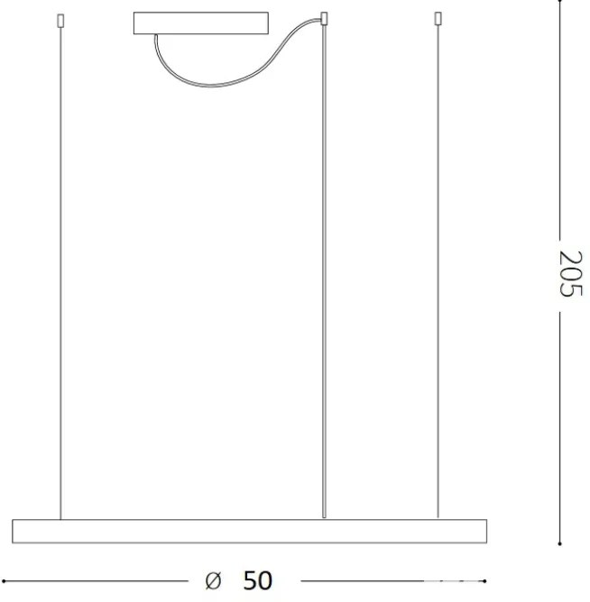 Ideal Lux LED Závěsné svítidlo Oracle slim round 3000k, Ø 50 Barva: Černá, Stmívání, řízení: DALI/PUSH