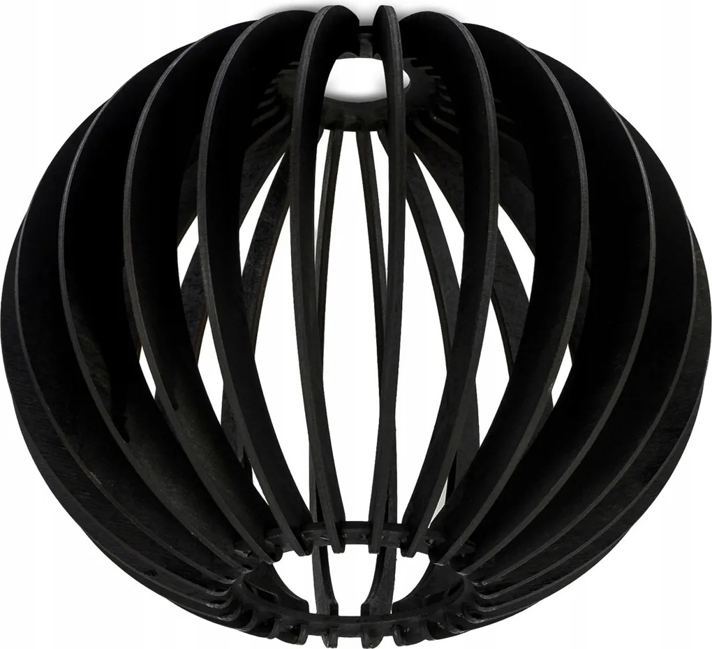 BERGE Stínidlo pro lustrovou lampu, dřevěná koule, černé