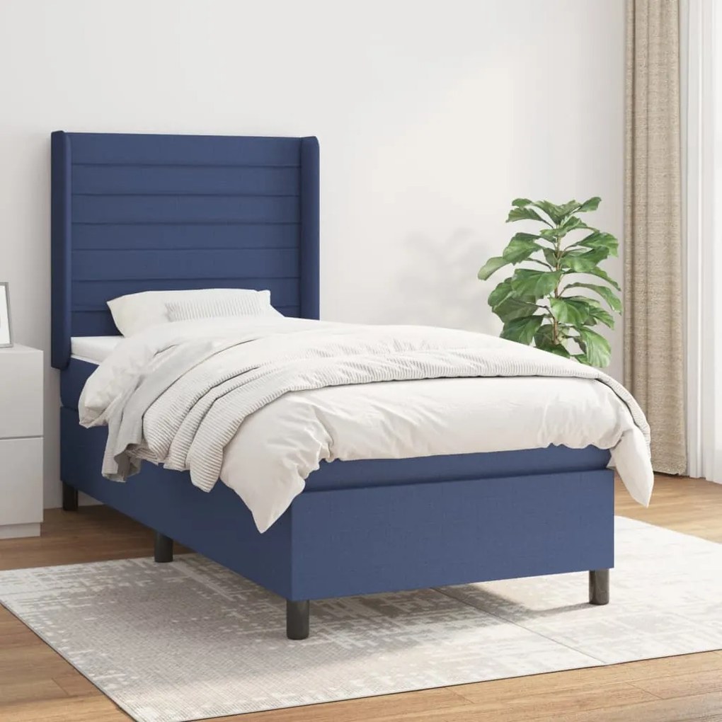 Box spring postel s matrací modrá 80x200 cm textil 3131471