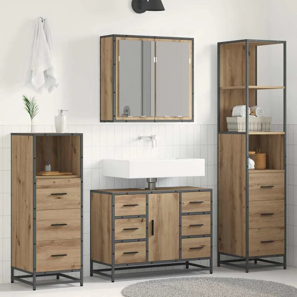 Sada koupelnového nábytku 4 ks Artisanový dub Kompozitní dřevo 3402567
