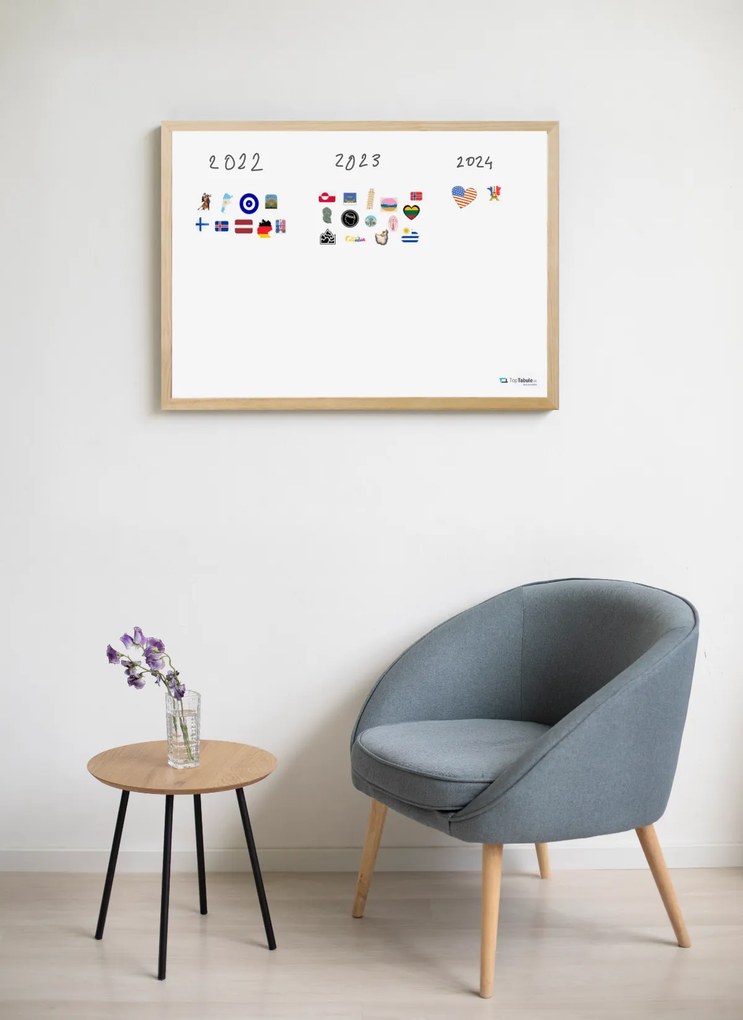 Toptabule.sk  Bílá tabule na magnetky v dřevěném přírodním rámu 200x100 cm
