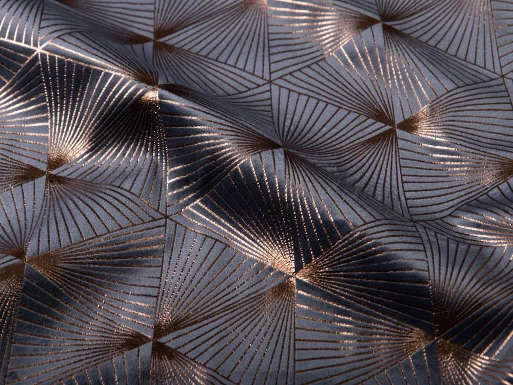 Biante Sametový čtvercový ubrus Isabela IBL-003 Rose Gold trojúhelníky na šedém 100x100 cm