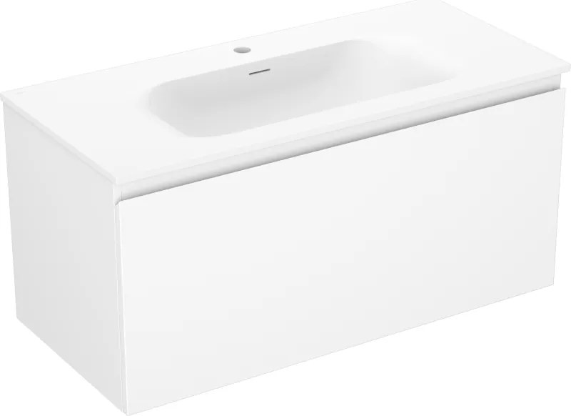 Mexen Orio, koupelnová skříňka 100 cm s umyvadlem Vela, 1 zásuvka, bílá matná, 91A10-10047-1-BF01-W23M01