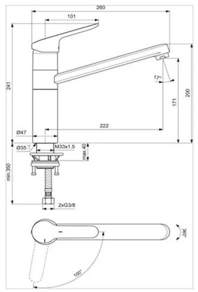 Ideal Standard CeraFlex Baterie dřezová, vysoký vývod BC135AA